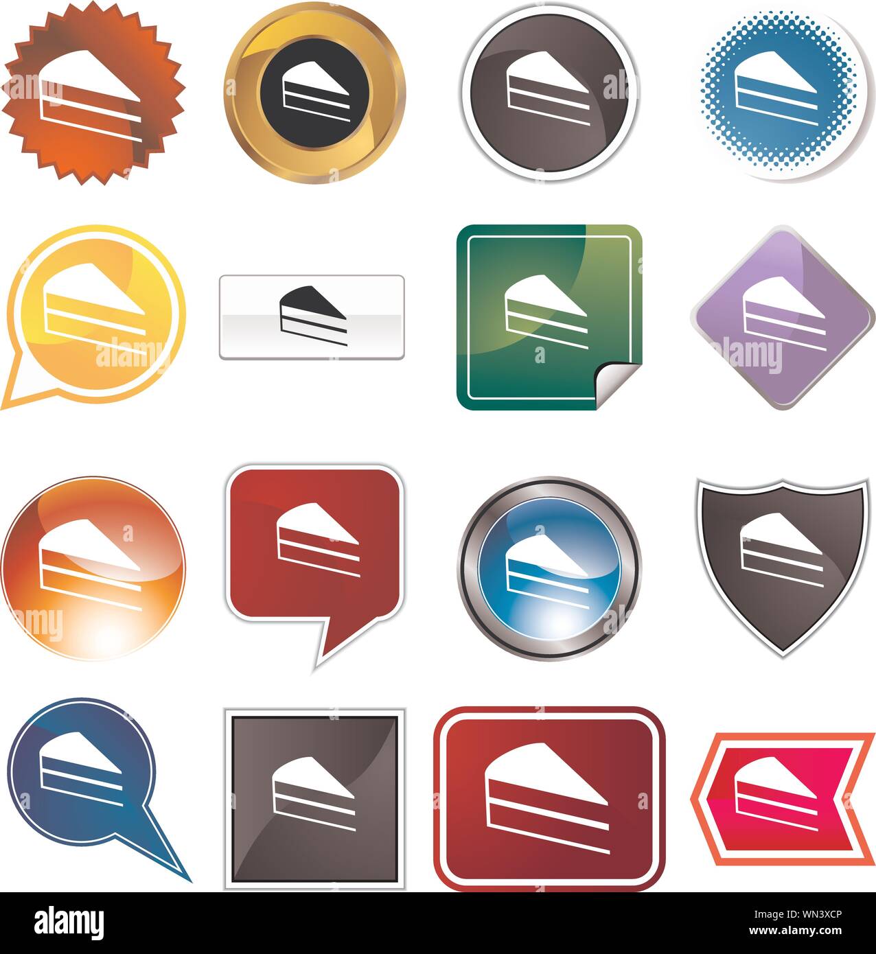 Cake Slice Icon Set Stock Vector Image & Art - Alamy