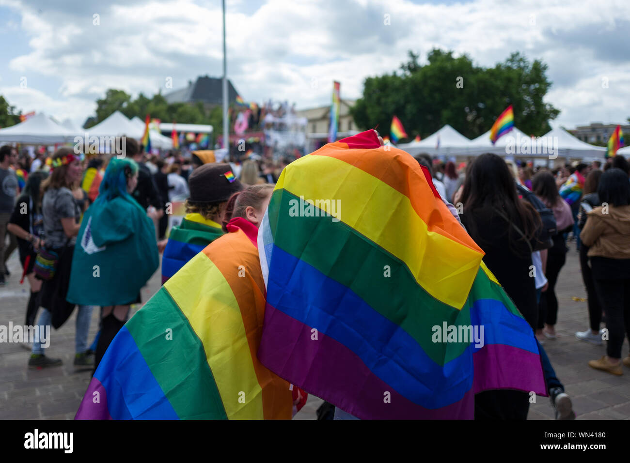 Gay pride parade flags hi-res stock photography and images - Alamy