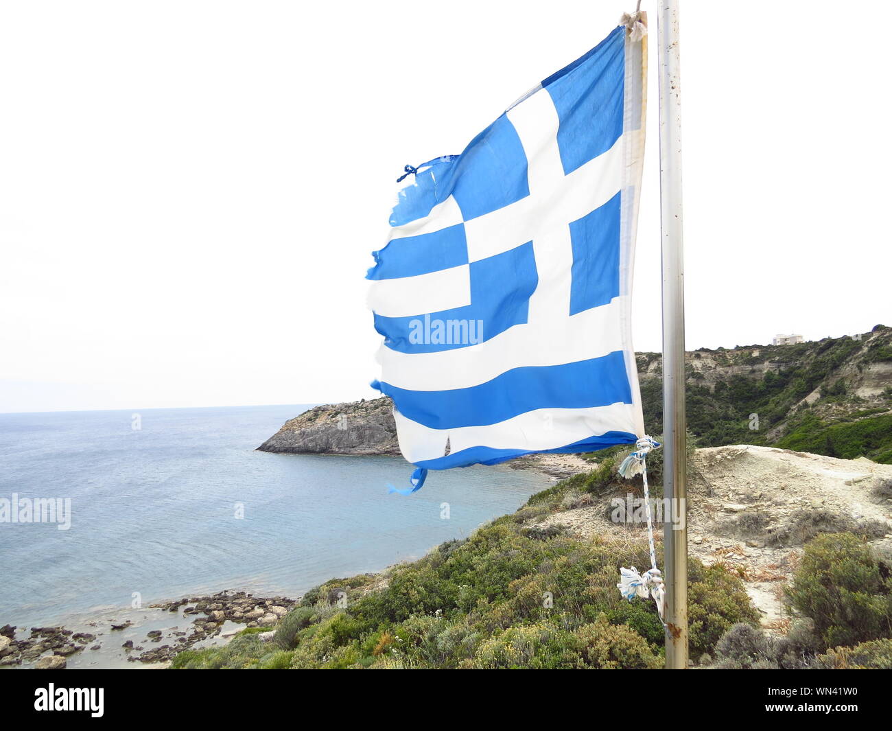 Waving greek flag hi-res stock photography and images - Alamy