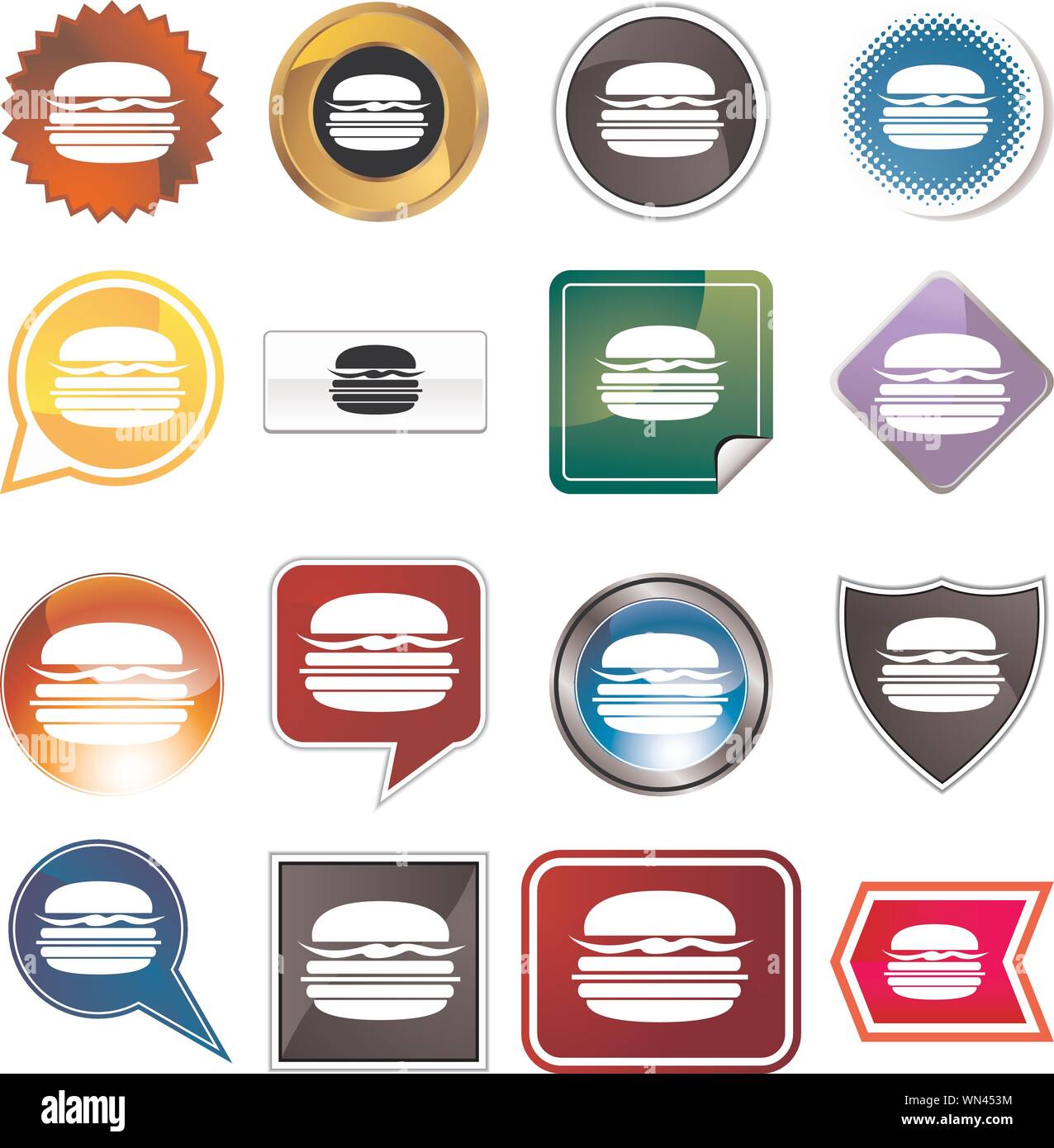 Burger Icon Set Stock Vector Image & Art - Alamy