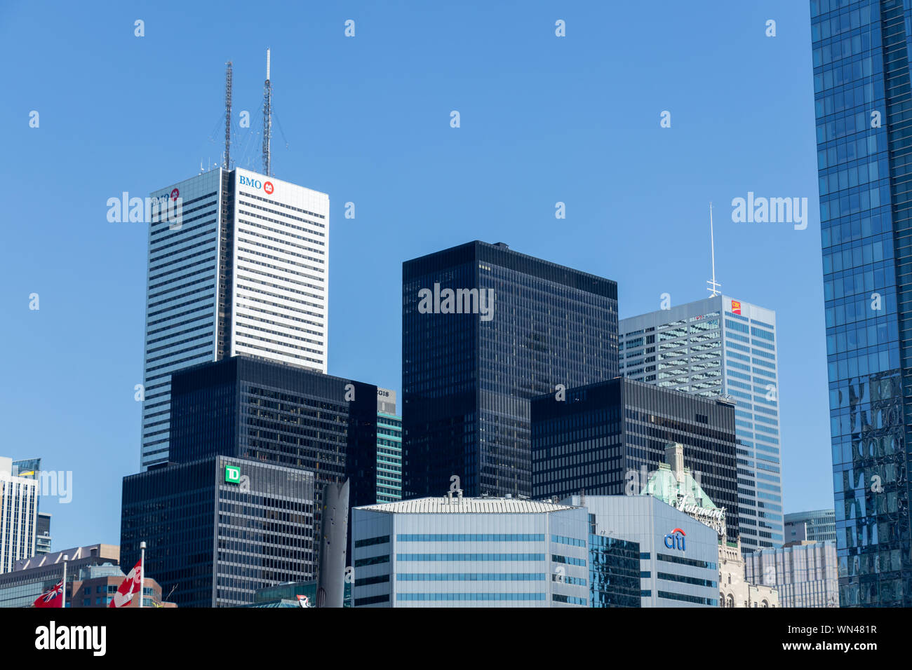 High-rise buildings in Toronto's Financial District on clear and sunny ...