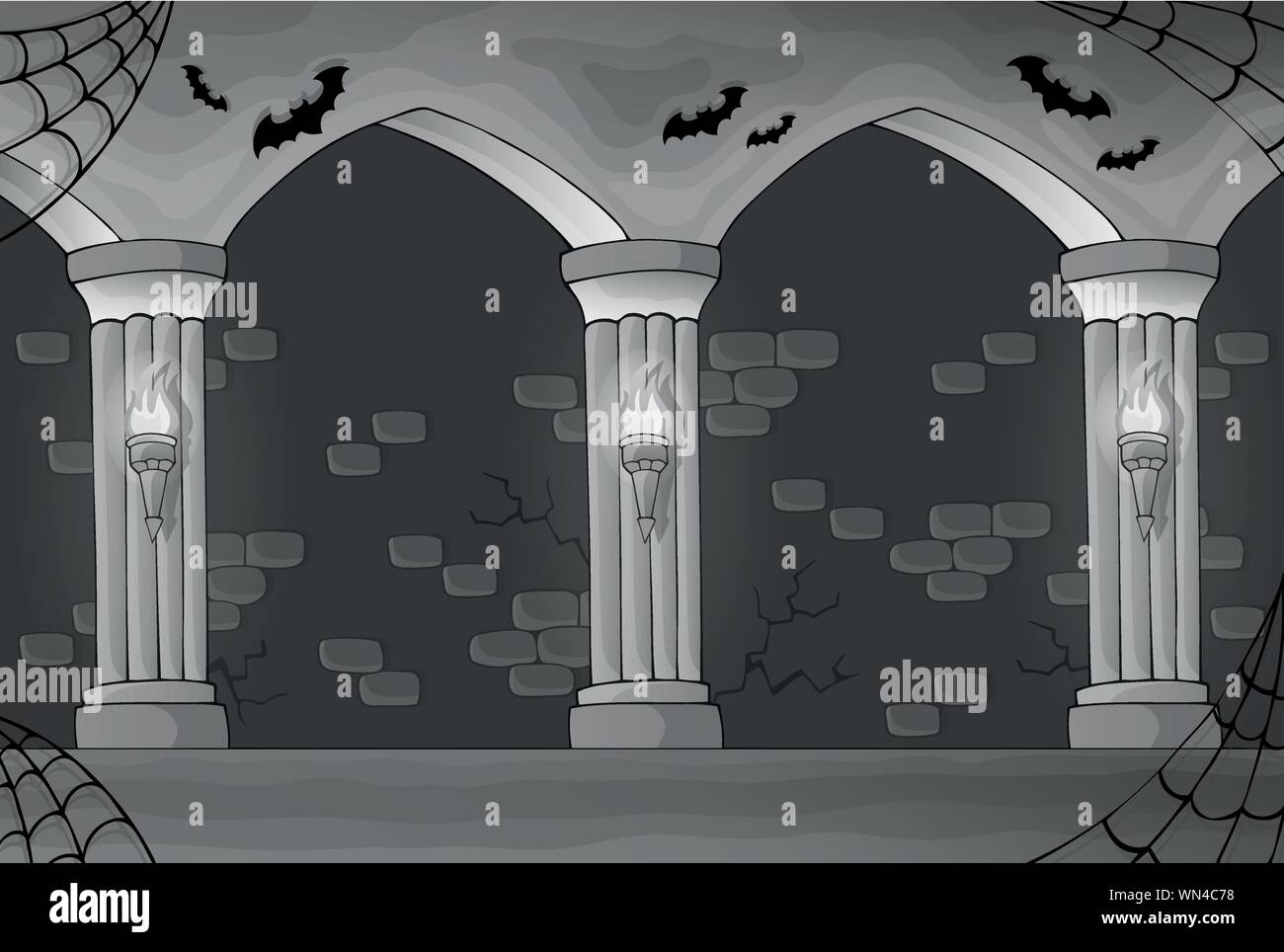 Black white mysterious haunted castle Stock Vector Images - Alamy