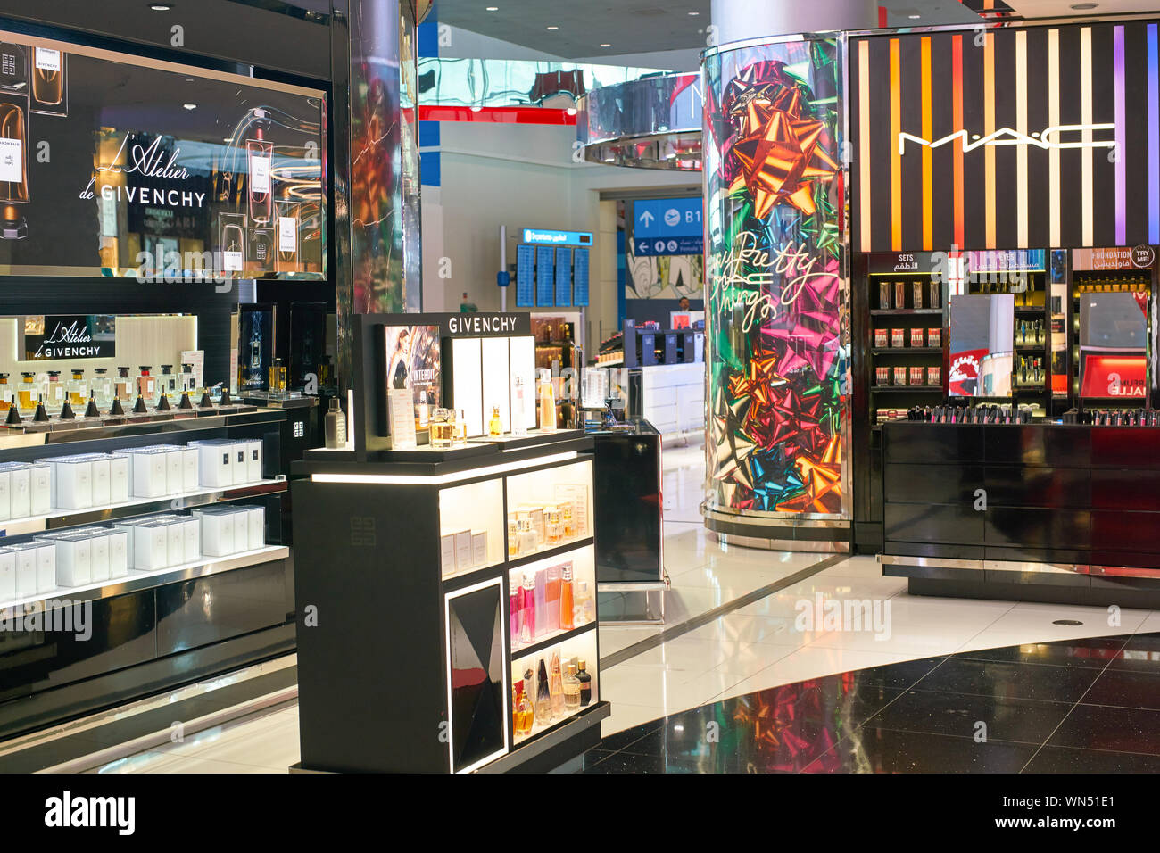 DUBAI, UAE - CIRCA JANUARY, 2019: perfumes and cosmetics products on ...