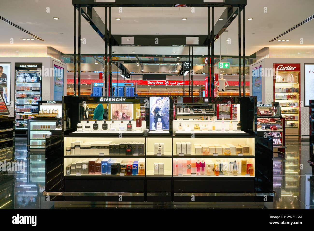 DUBAI, UAE - CIRCA JANUARY, 2019: perfumes and cosmetics products on ...