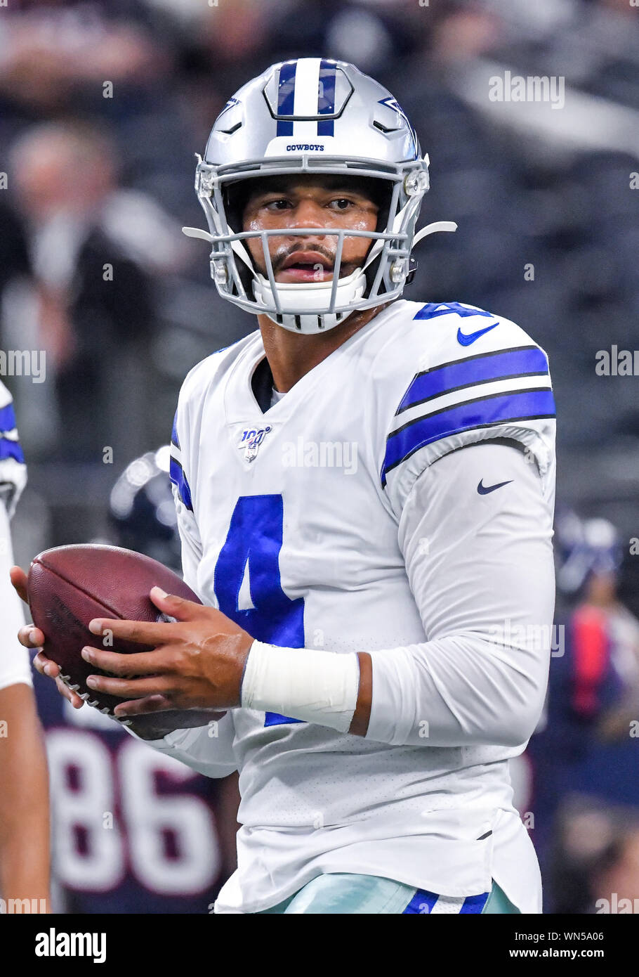 August 24th, 2019:.Dallas Cowboys quarterback Dak Prescott (4) during ...