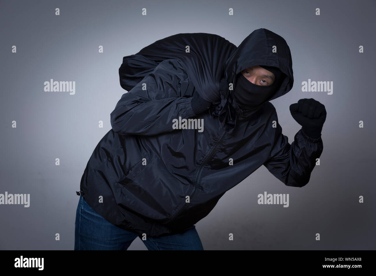 Criminal concept photo, Male Thief in Black Mask 090 Stock Photo - Alamy
