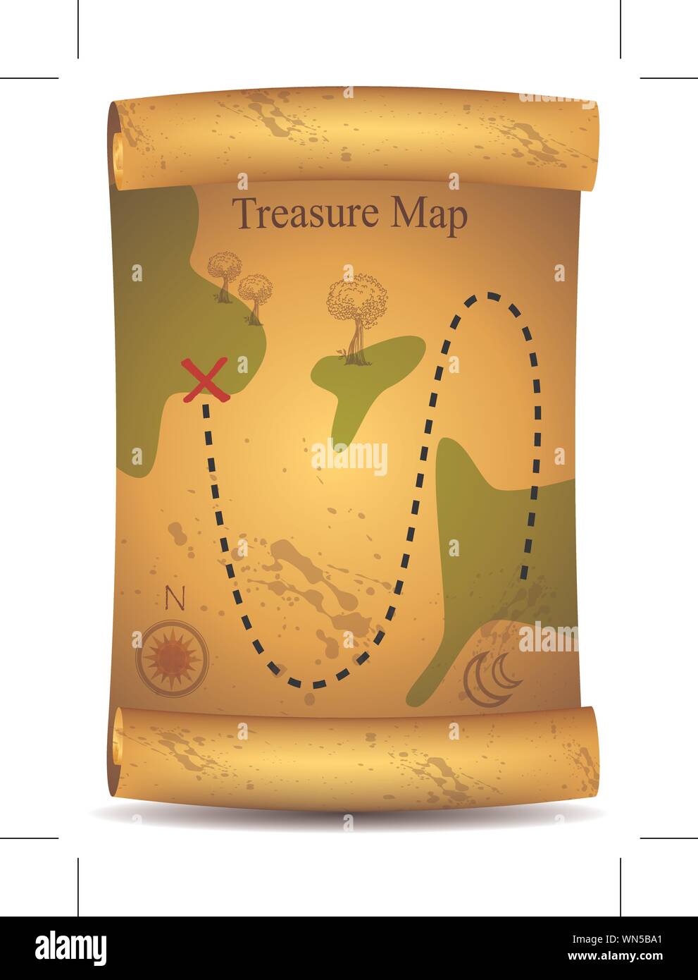 Gold Treasure Map Stock Vector Image & Art - Alamy