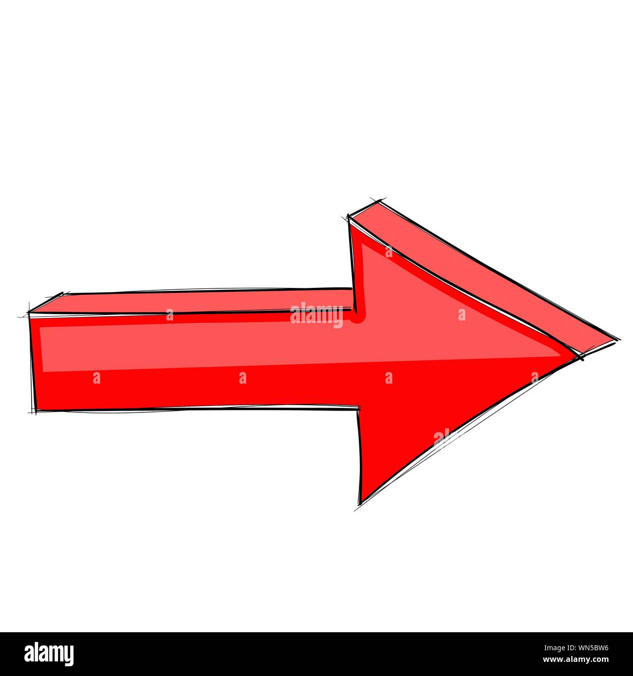Red Next arrow. Hand drawn sign. Vector illustration isolated on white ...