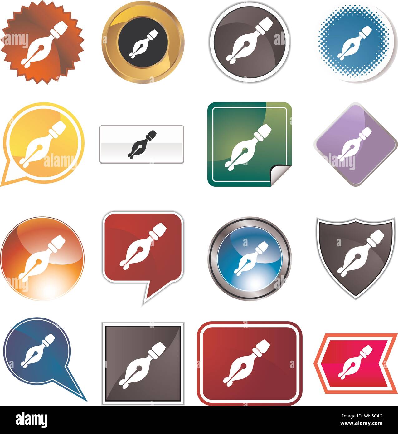 Calligraphy Pen Icon Set Stock Vector Image & Art - Alamy