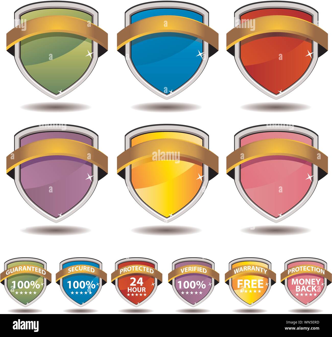 Protection Shield Set Stock Vector Image & Art - Alamy