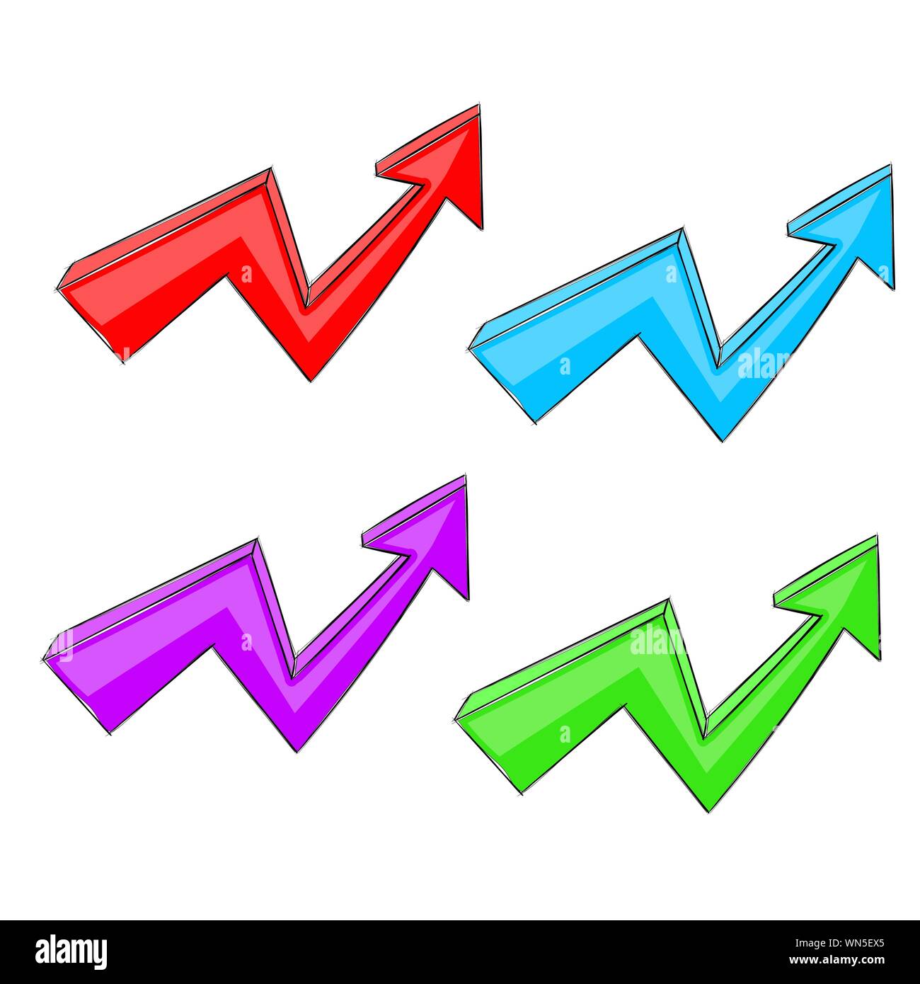 Colored UP arrows. Rising trend graph. Vector illustration isolated on ...
