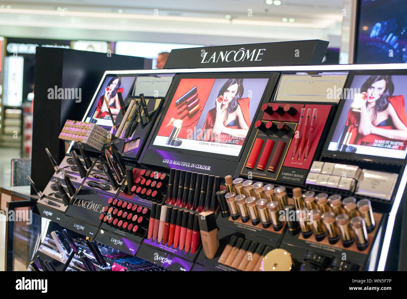 DUBAI, UAE - CIRCA FEBRUARY, 2019: cosmetics on display at Dubai ...