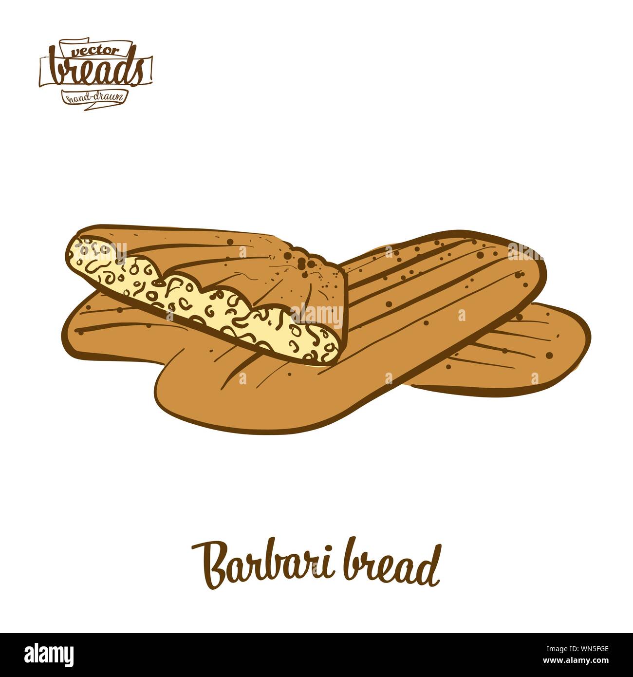 Colored drawing of Barbari bread bread. Vector illustration of ...