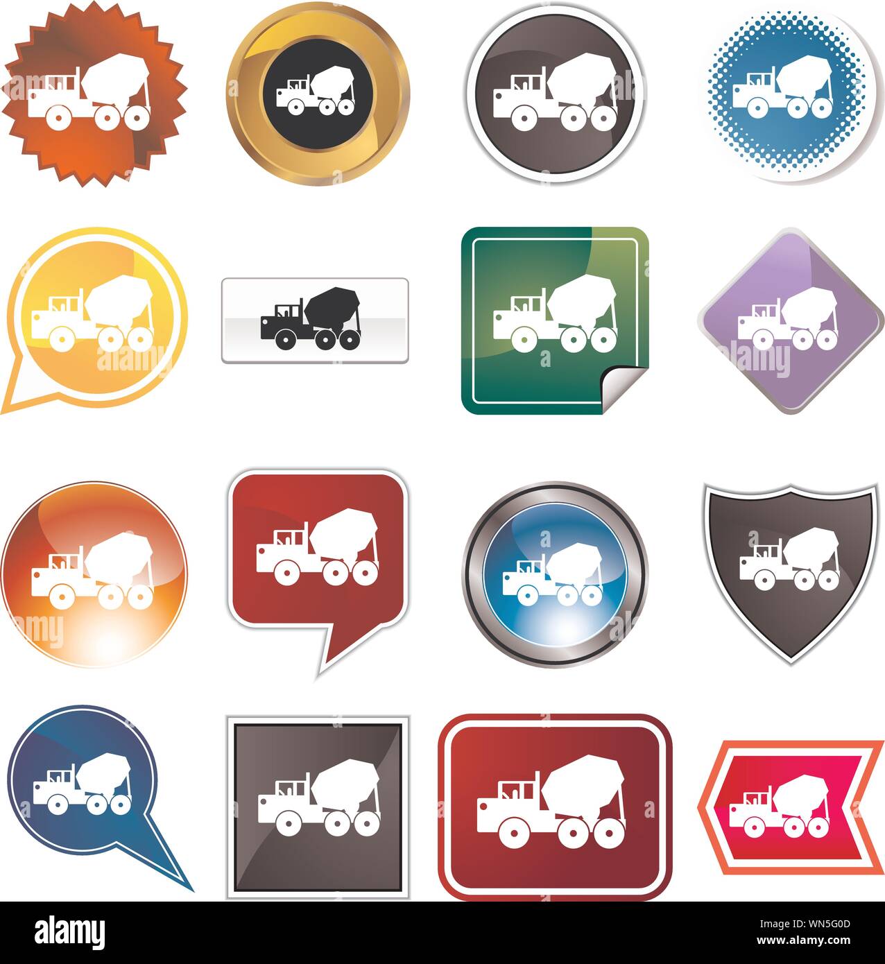 Cement Truck Icon Set Stock Vector Image & Art - Alamy