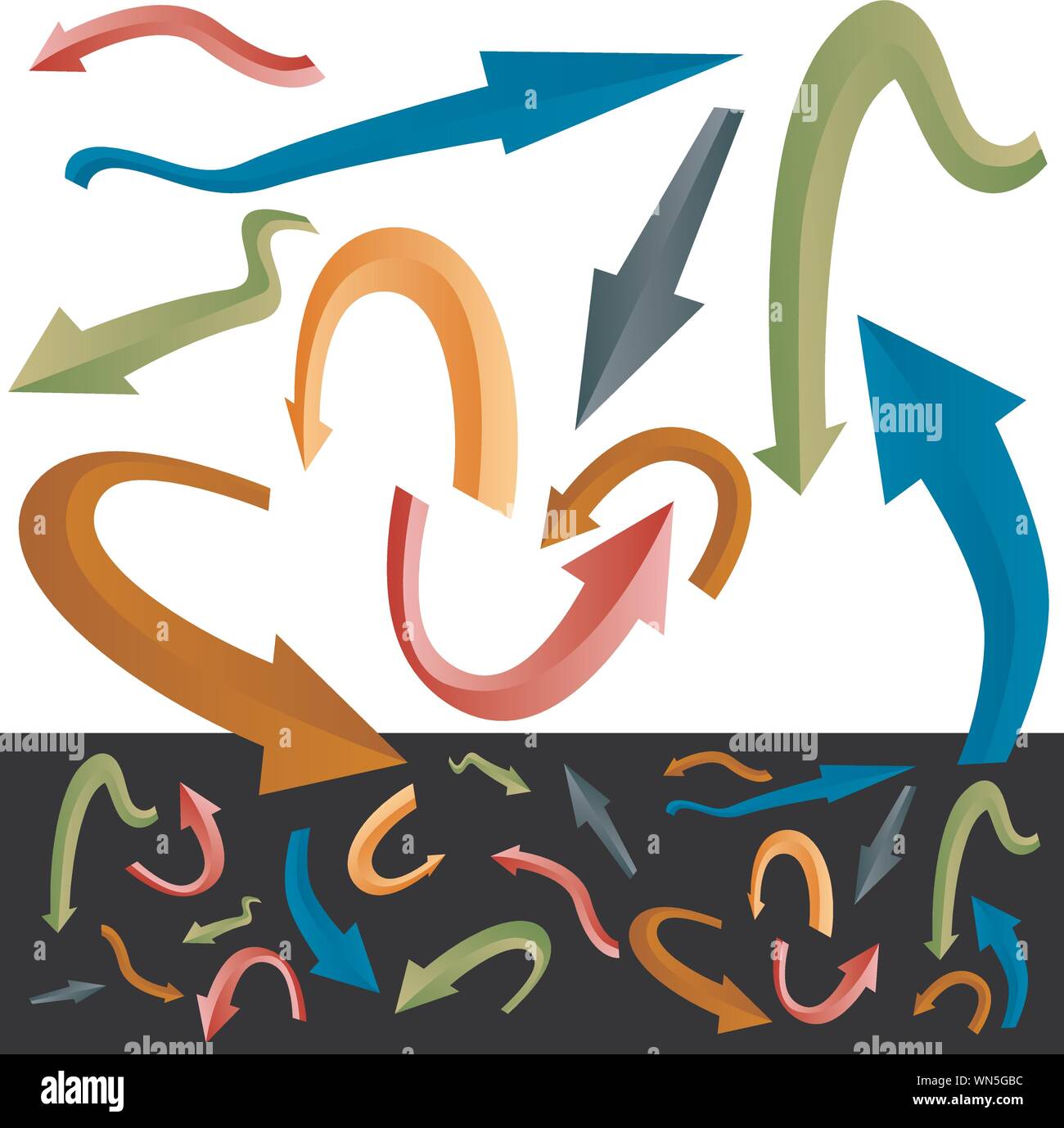 Beveled Curving Arrow Set Stock Vector Image & Art - Alamy