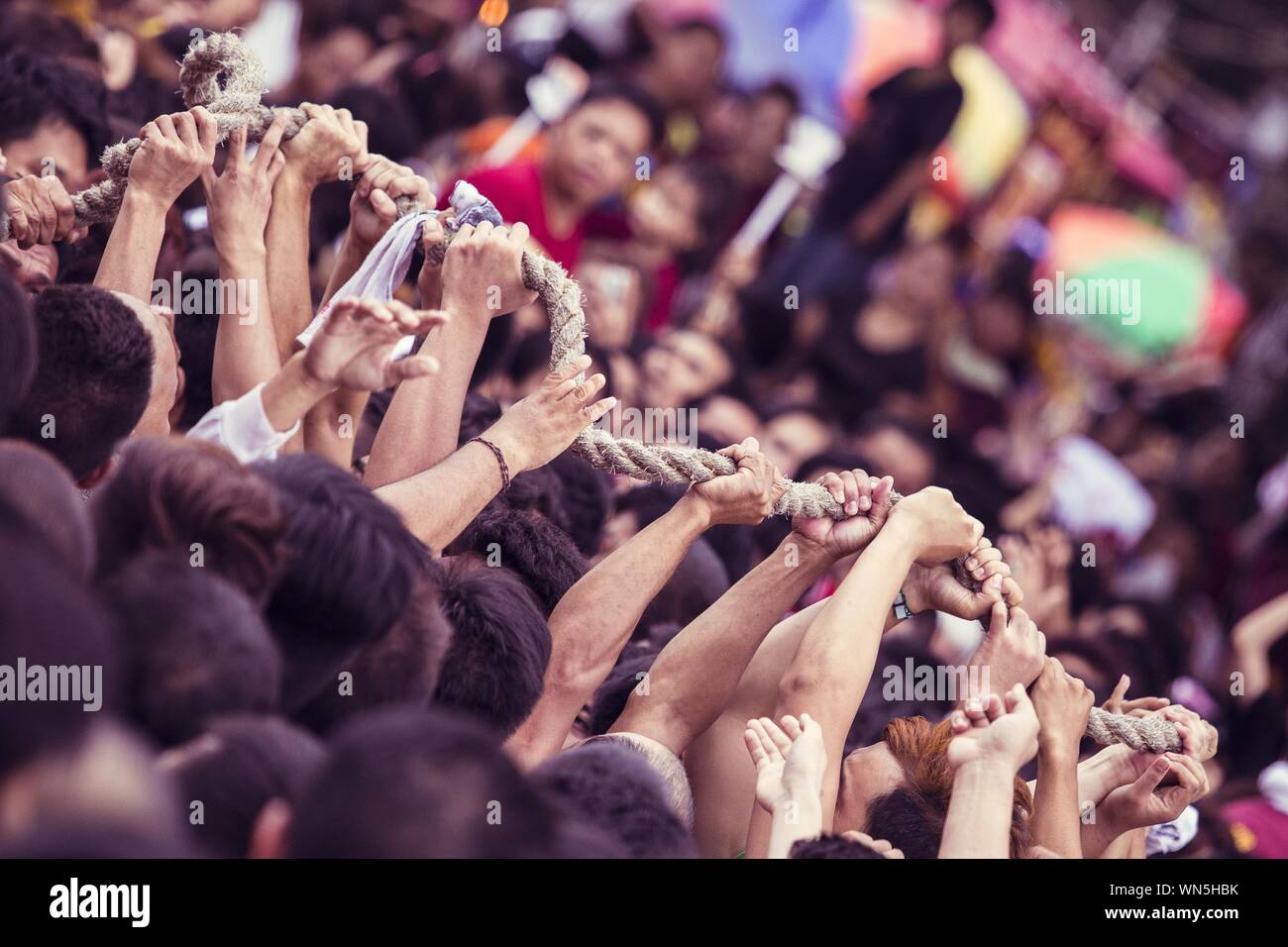 Crowd of people hands up hi-res stock photography and images - Alamy