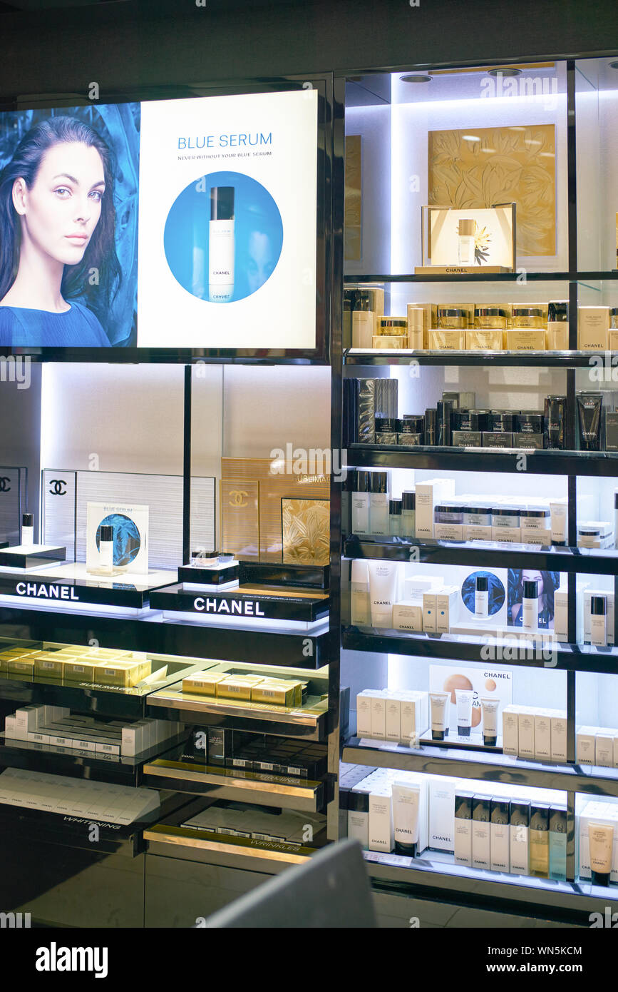 DUBAI, UAE - CIRCA FEBRUARY, 2019: Chanel cosmetics on display at Dubai ...