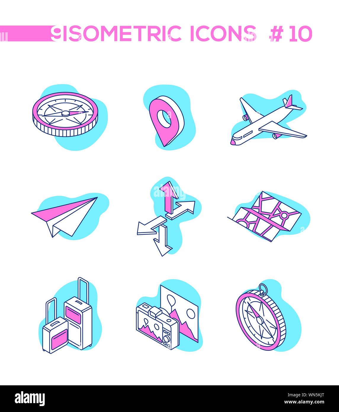 Traveling and location - line design style isometric objects Stock ...