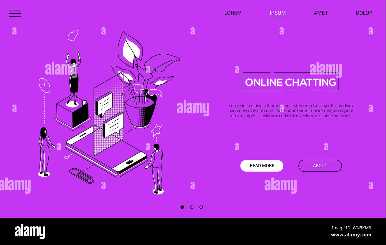 Online chatting - line design style isometric web banner Stock Vector ...