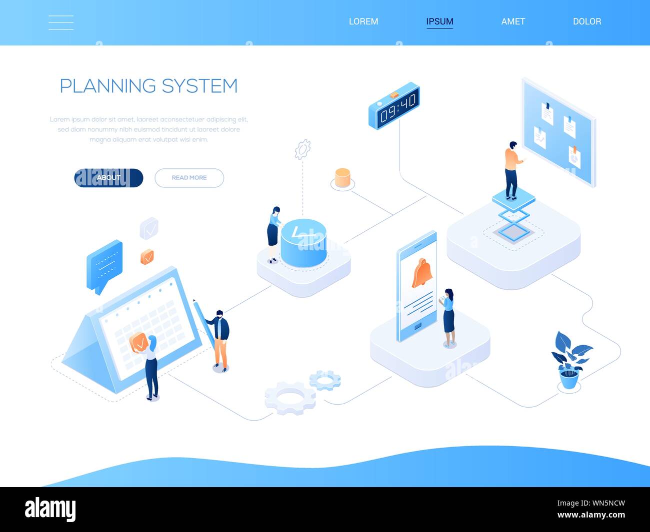 Planning system - modern isometric vector web banner Stock Vector Image ...