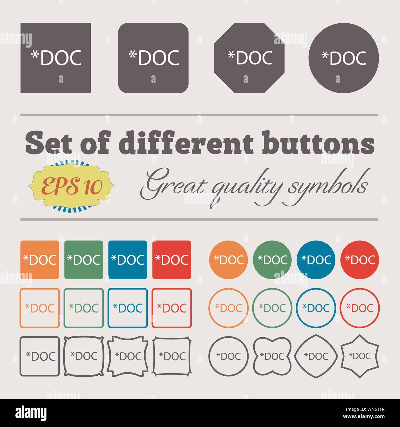 File document icon. Download doc button. Doc file extension symbol. Big ...
