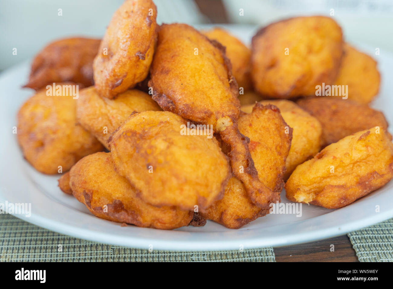 Pile of Tasty deep fried Nigerian Akara ready to eat Stock Photo - Alamy