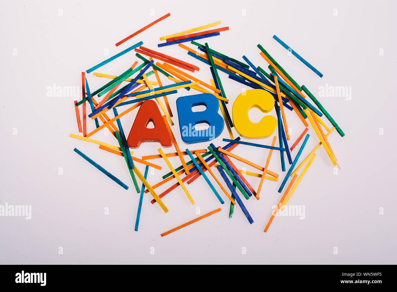 Alphabet ABC wooden letters for early education concept Stock Photo - Alamy