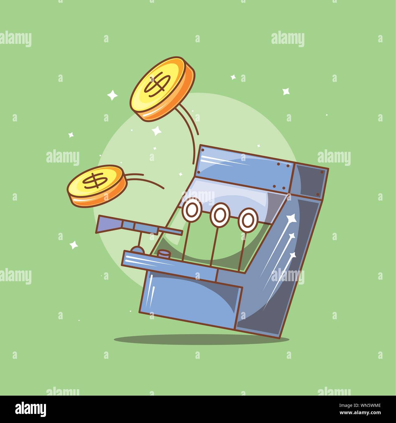 classic video game console of coins with shooting rifle vector ...