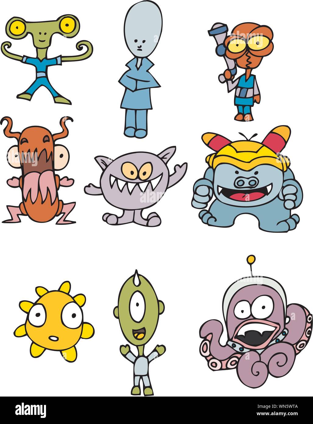 Collection of Colorful Aliens Stock Vector Image & Art - Alamy