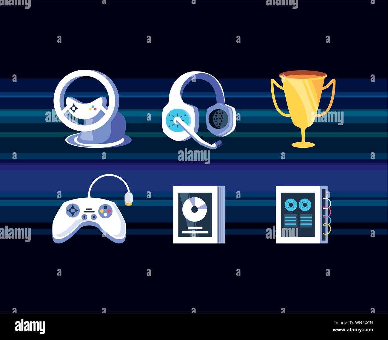 set of video games entertainment accessories vector illustration design ...