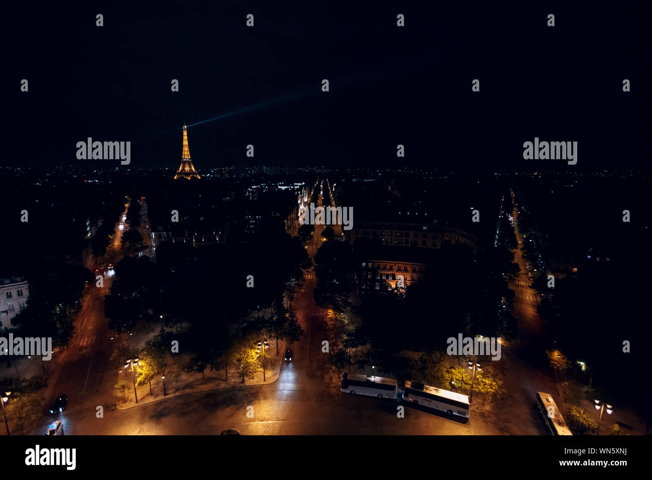 The Paris Skyline Night Eiffel Tower Arc De Triomphe High Resolution Stock Photography and ...