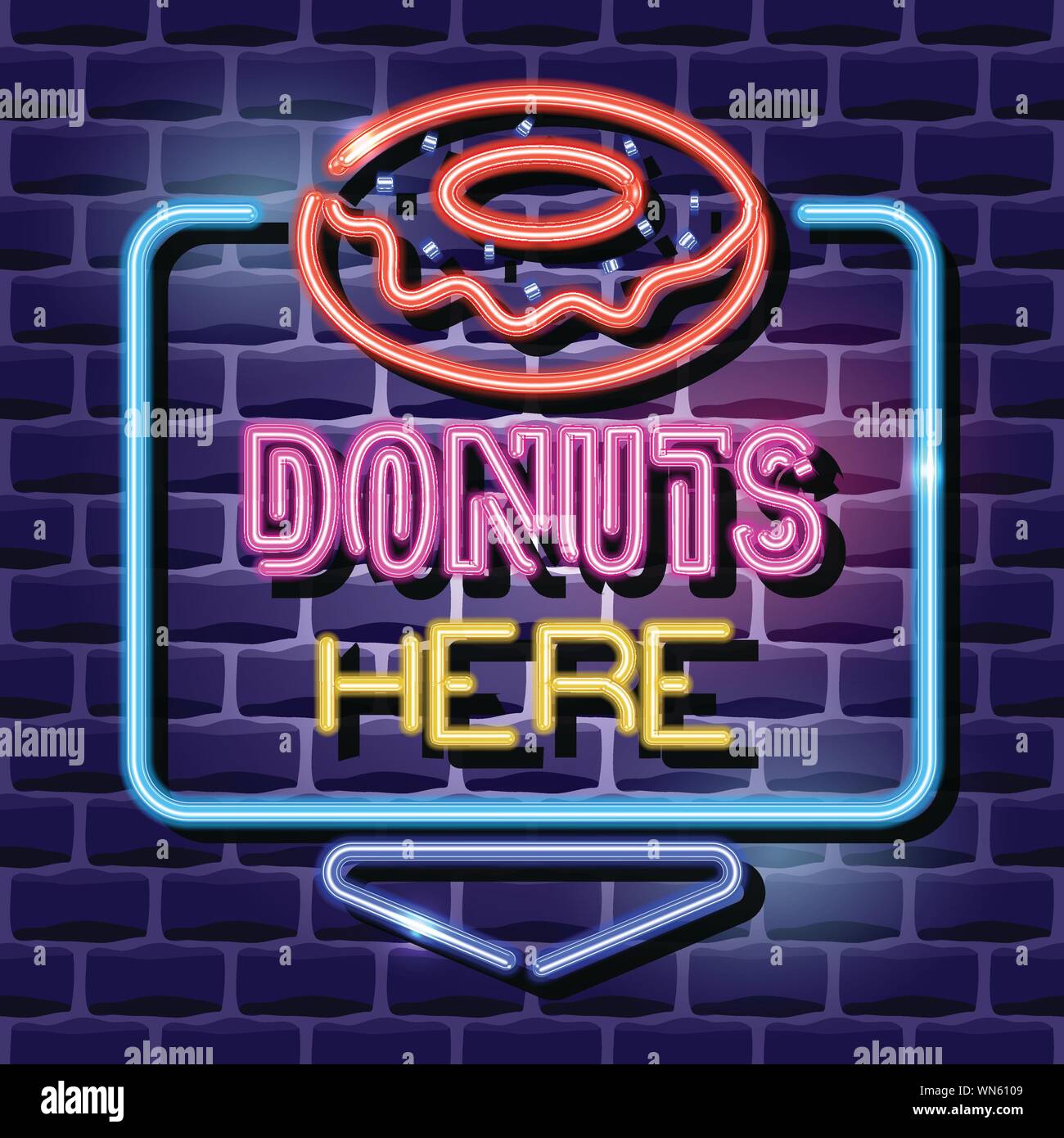 donuts neon advertising sign Stock Vector Image & Art - Alamy