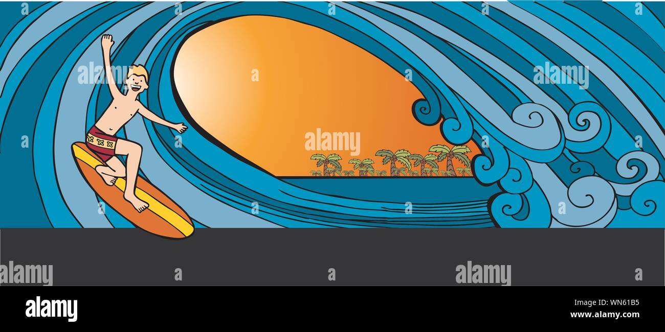 Surfer riding waves Stock Vector Images - Alamy