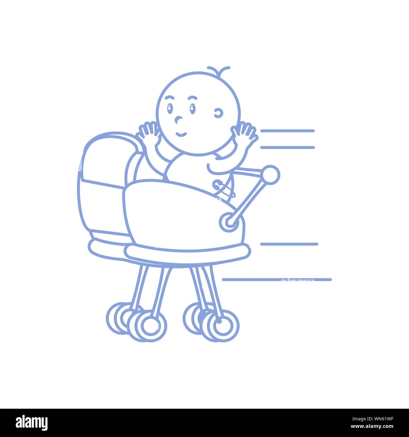 cute newborn in baby cart vector illustration design Stock Vector Image ...