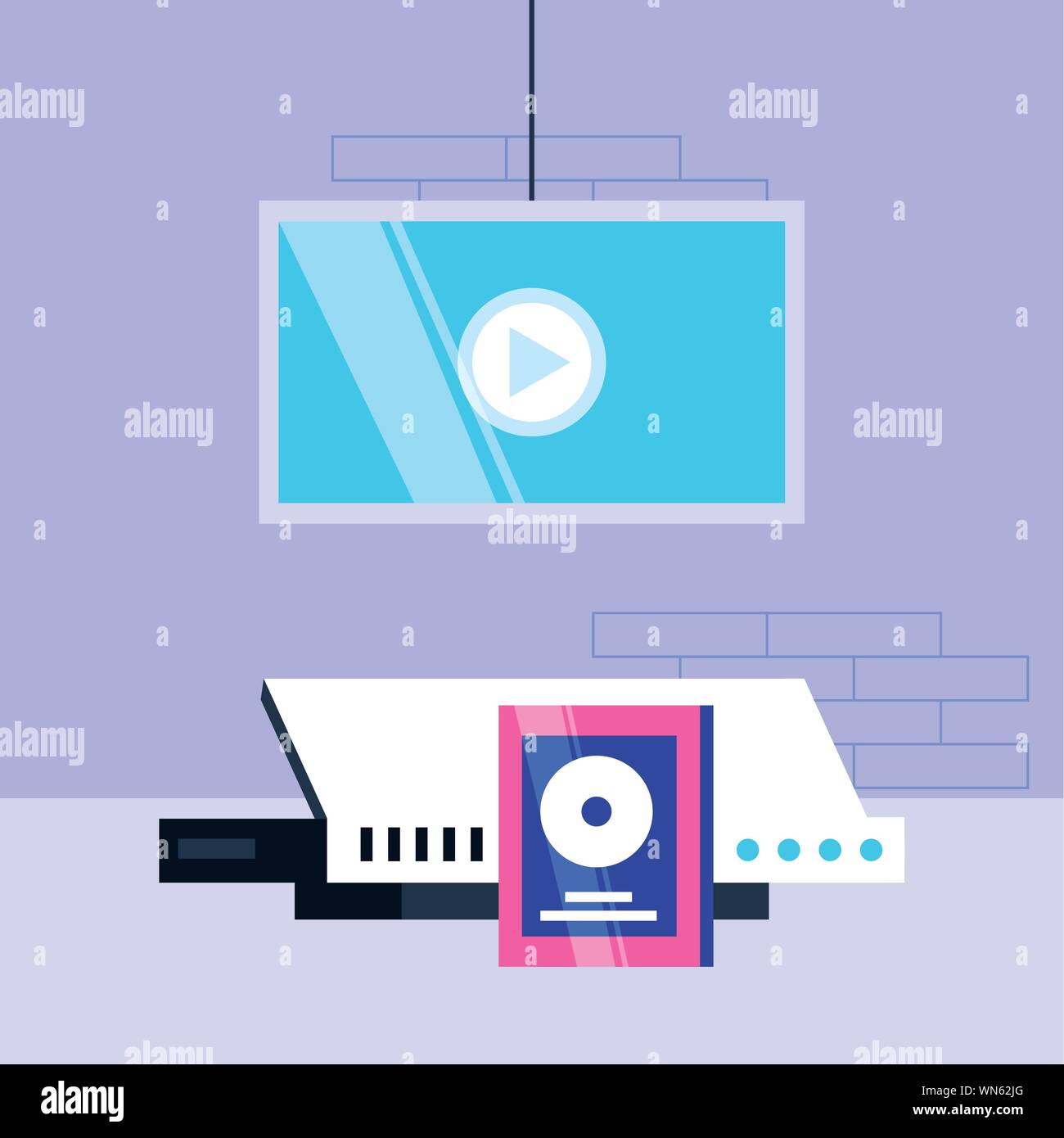 video game console with compact disk and display vector illustration ...