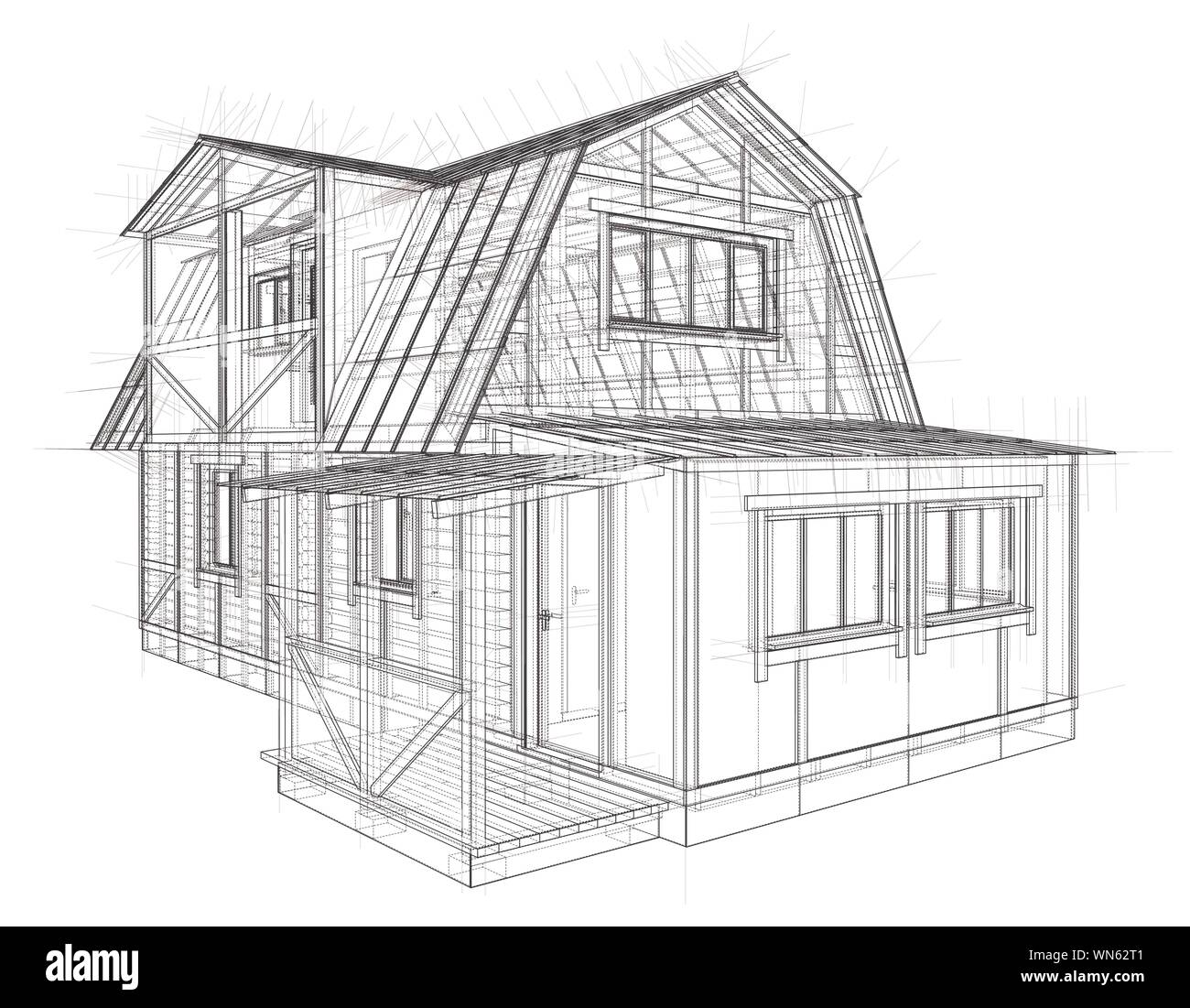 House sketch. Vector rendering of 3d Stock Vector Image & Art - Alamy