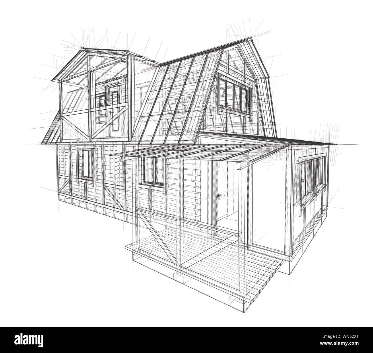 House sketch. Vector rendering of 3d Stock Vector Image & Art - Alamy