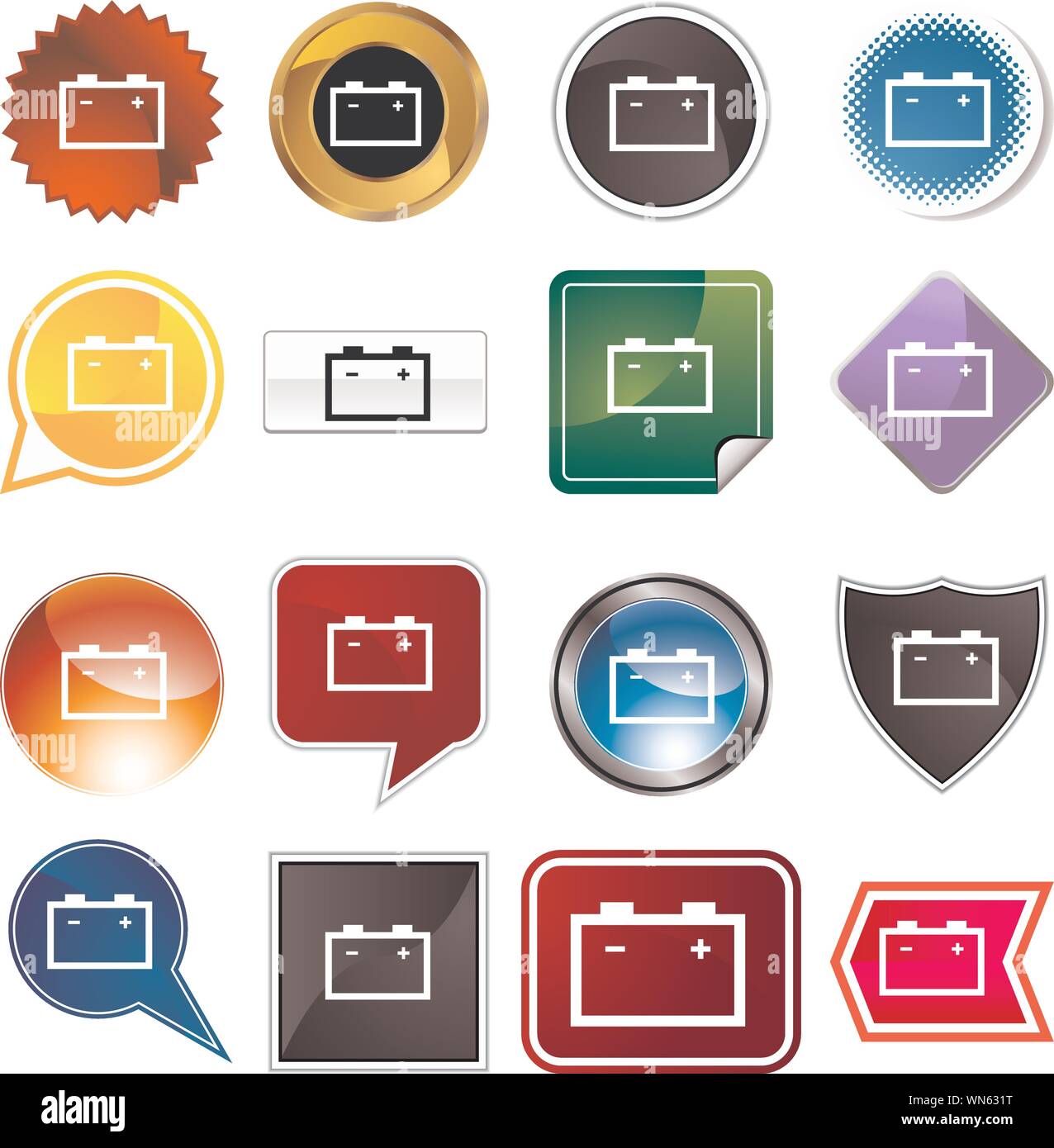 Battery Icon Set Stock Vector Image & Art - Alamy