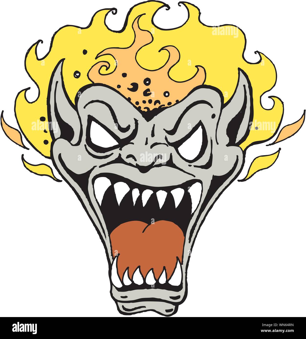 Monster Face with Flame Stock Vector Image & Art - Alamy