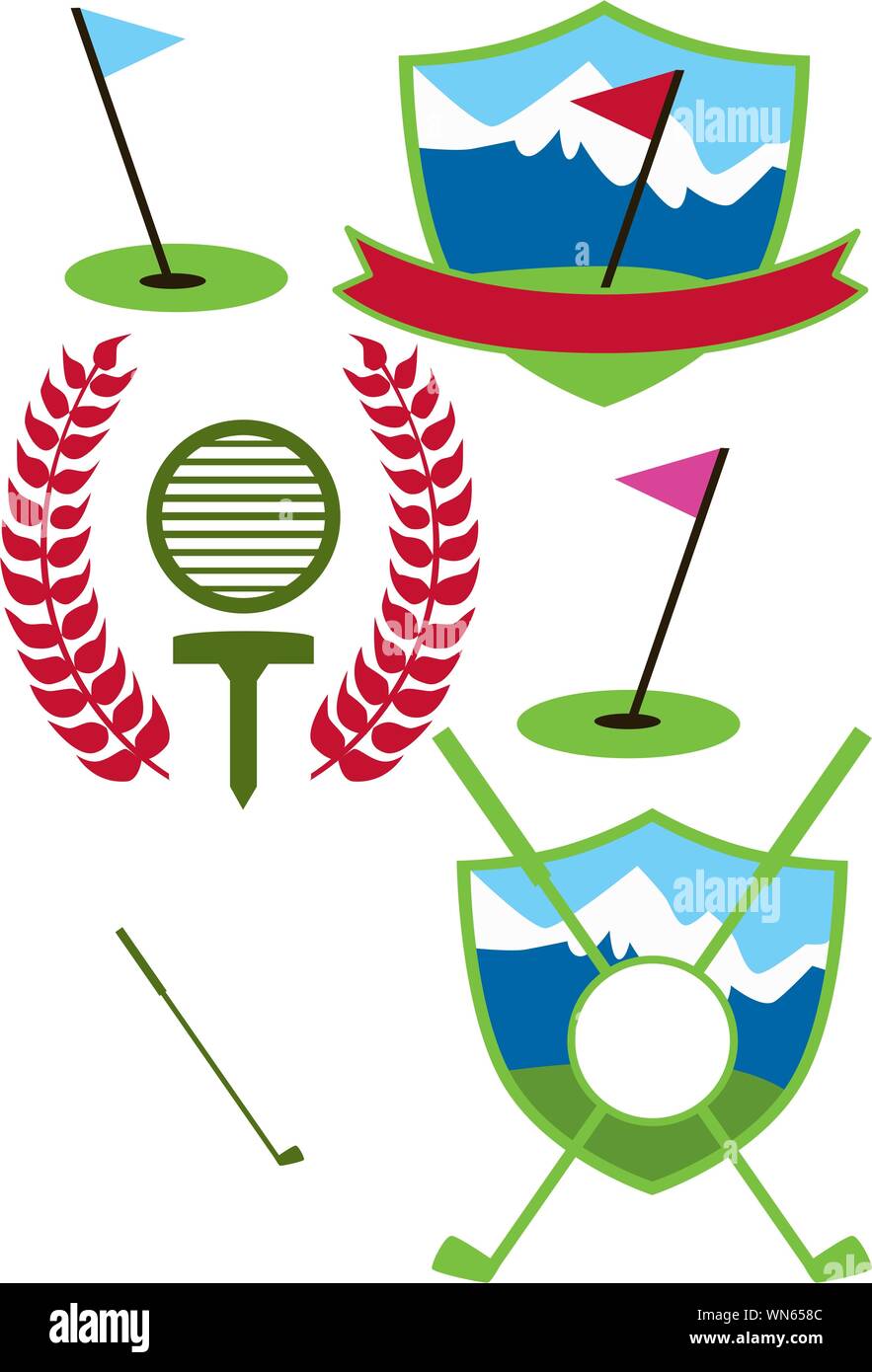Golf clubs icon cartoon hi-res stock photography and images - Alamy