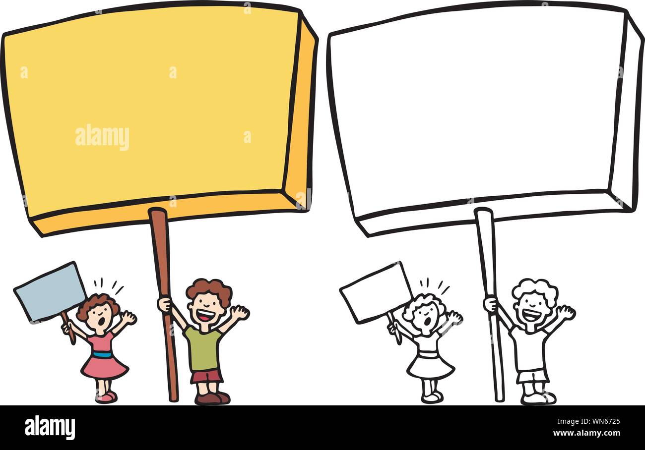 Children holding signs Stock Vector Image & Art - Alamy