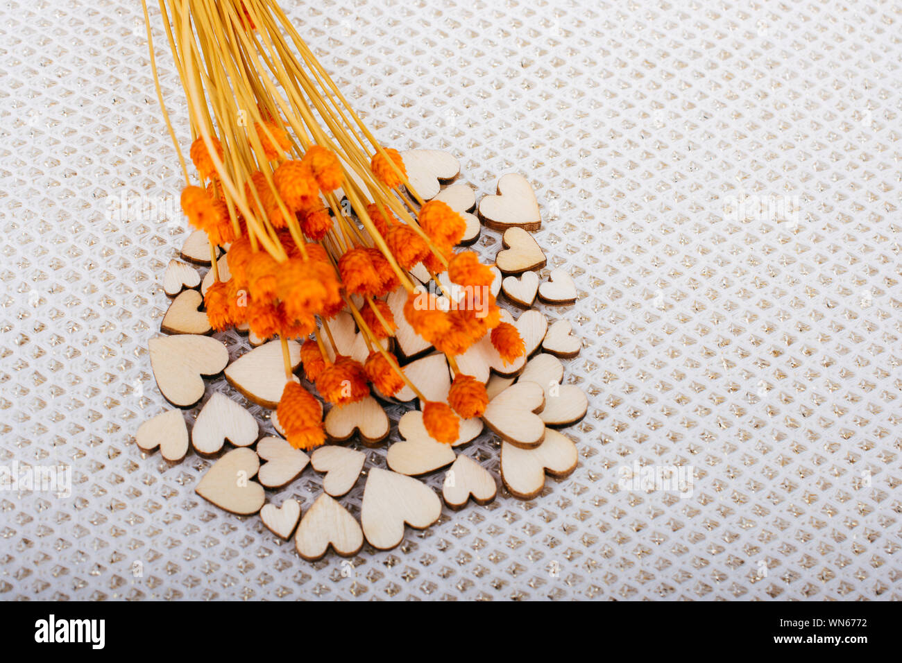 Bunch of dried flower and heart on white background Stock Photo - Alamy