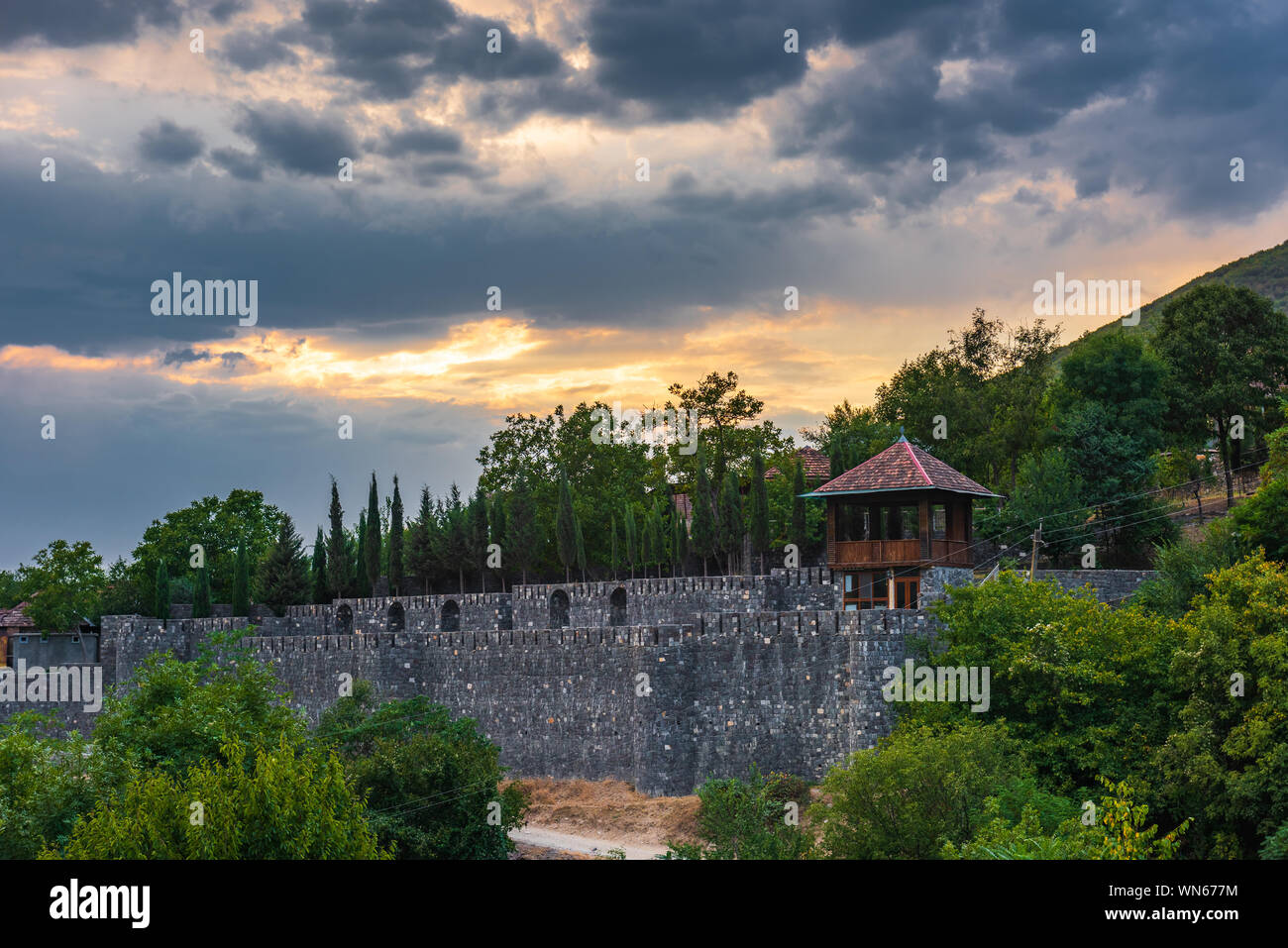 Watchtower behind the fortress wall Stock Photo - Alamy