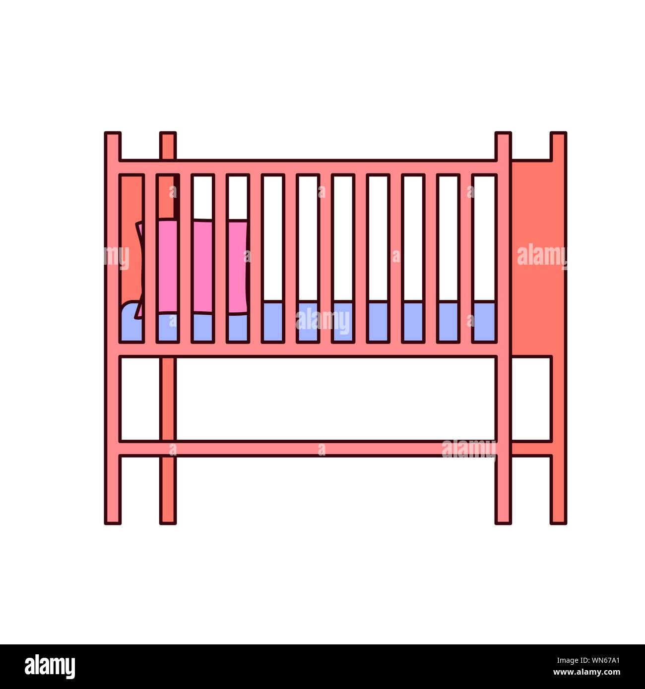baby cradle wooden forniture icon Stock Vector Image & Art - Alamy