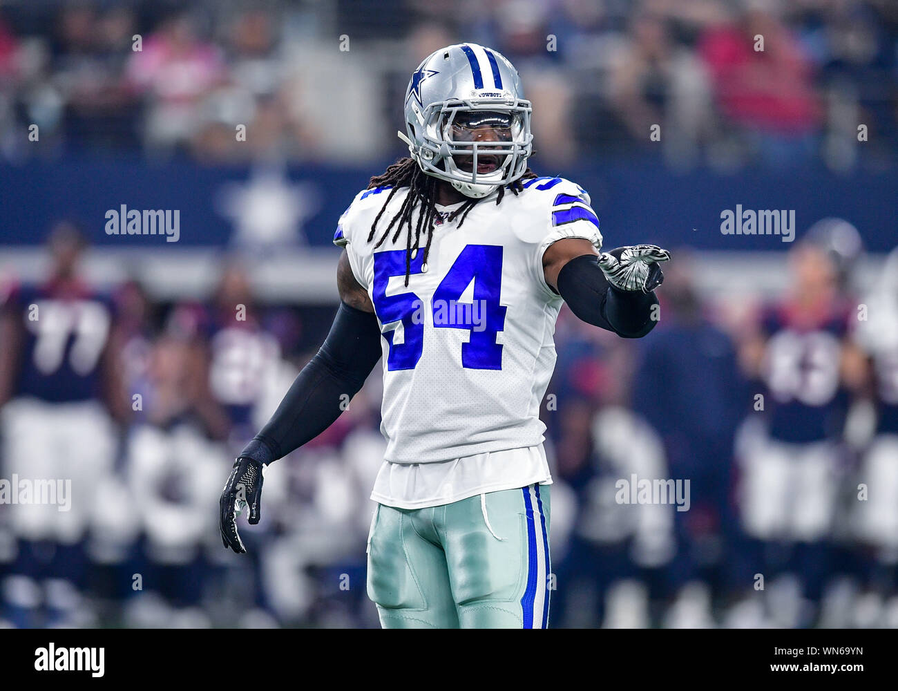 August 24th, 2019:.Dallas Cowboys linebacker Jaylon Smith (54) in ...
