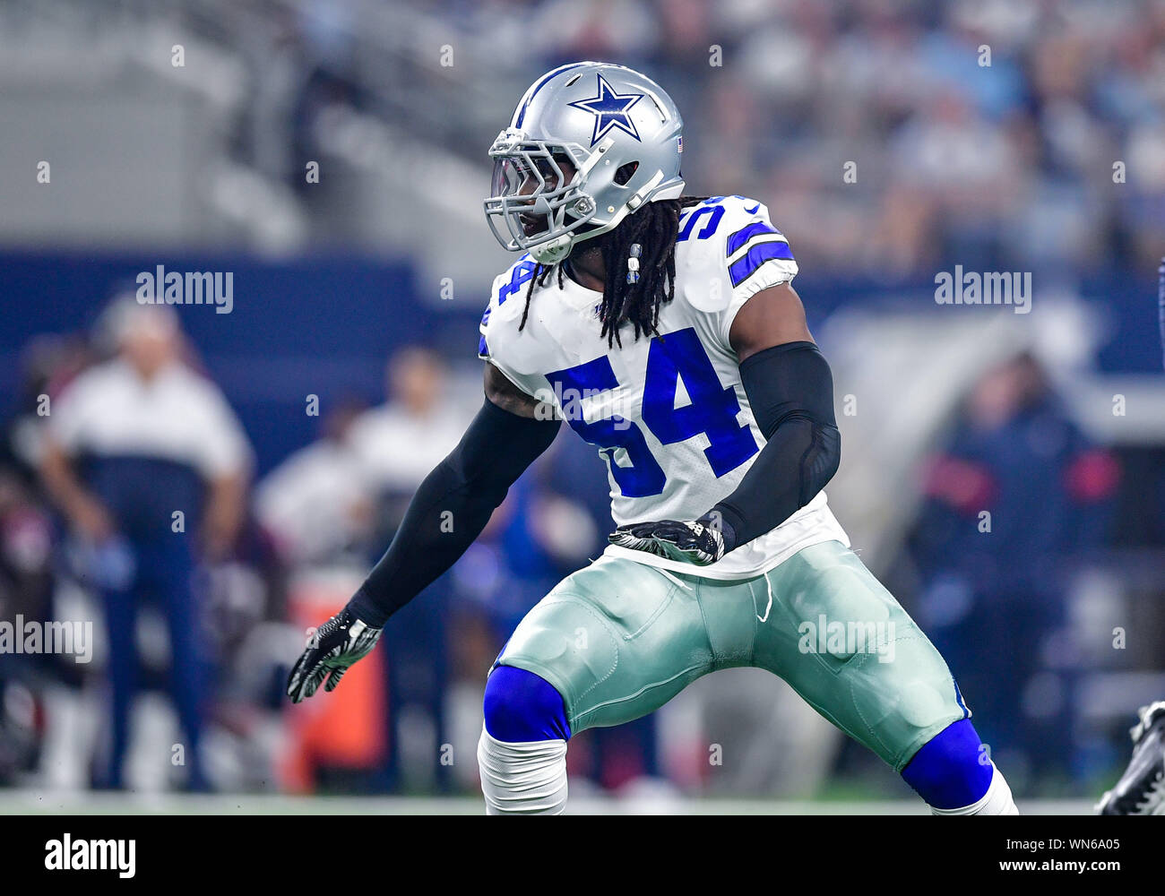 August 24th, 2019:.Dallas Cowboys linebacker Jaylon Smith (54) in ...