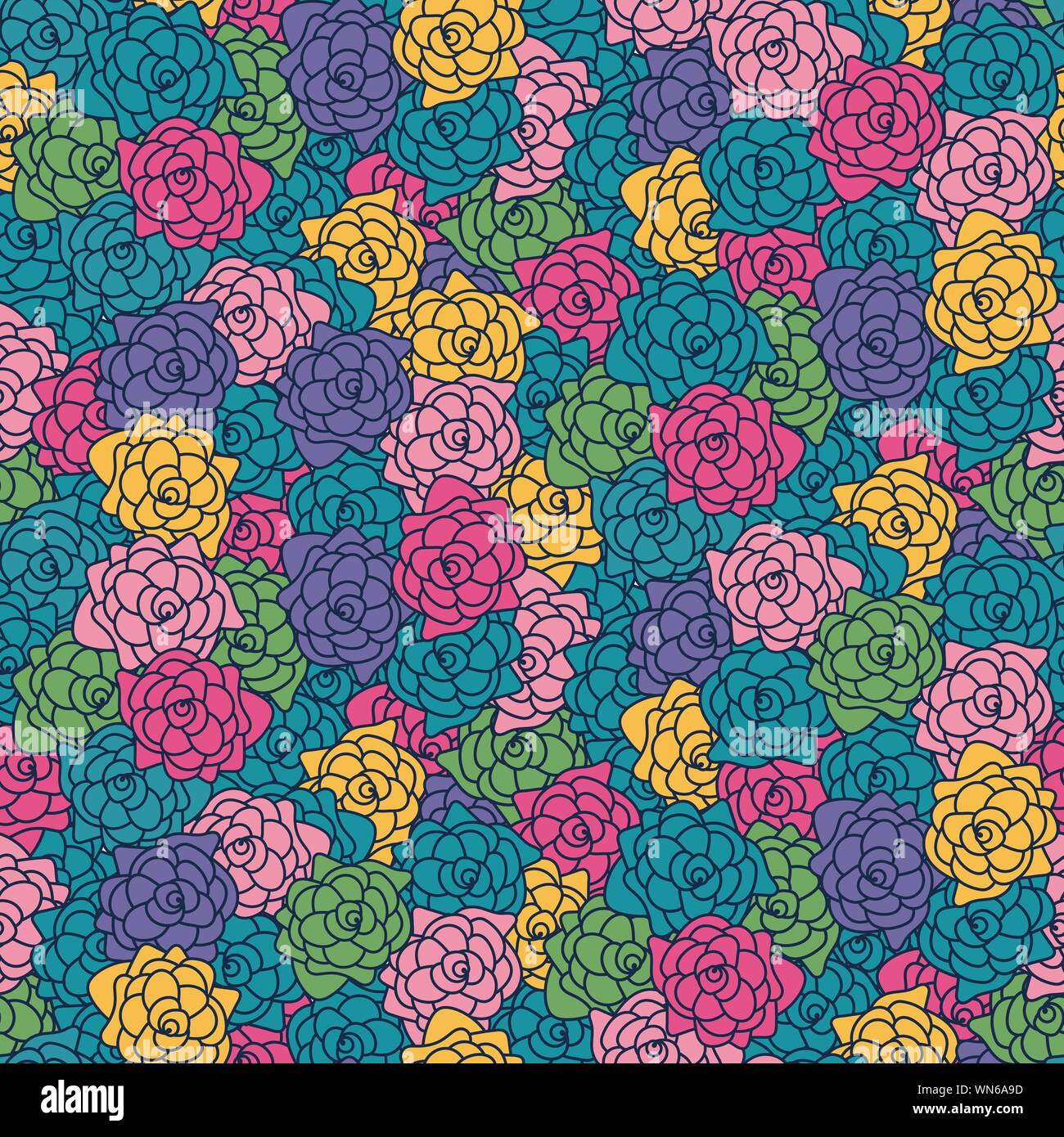 seamless vetor pattern with colorful roses Stock Vector Image & Art - Alamy