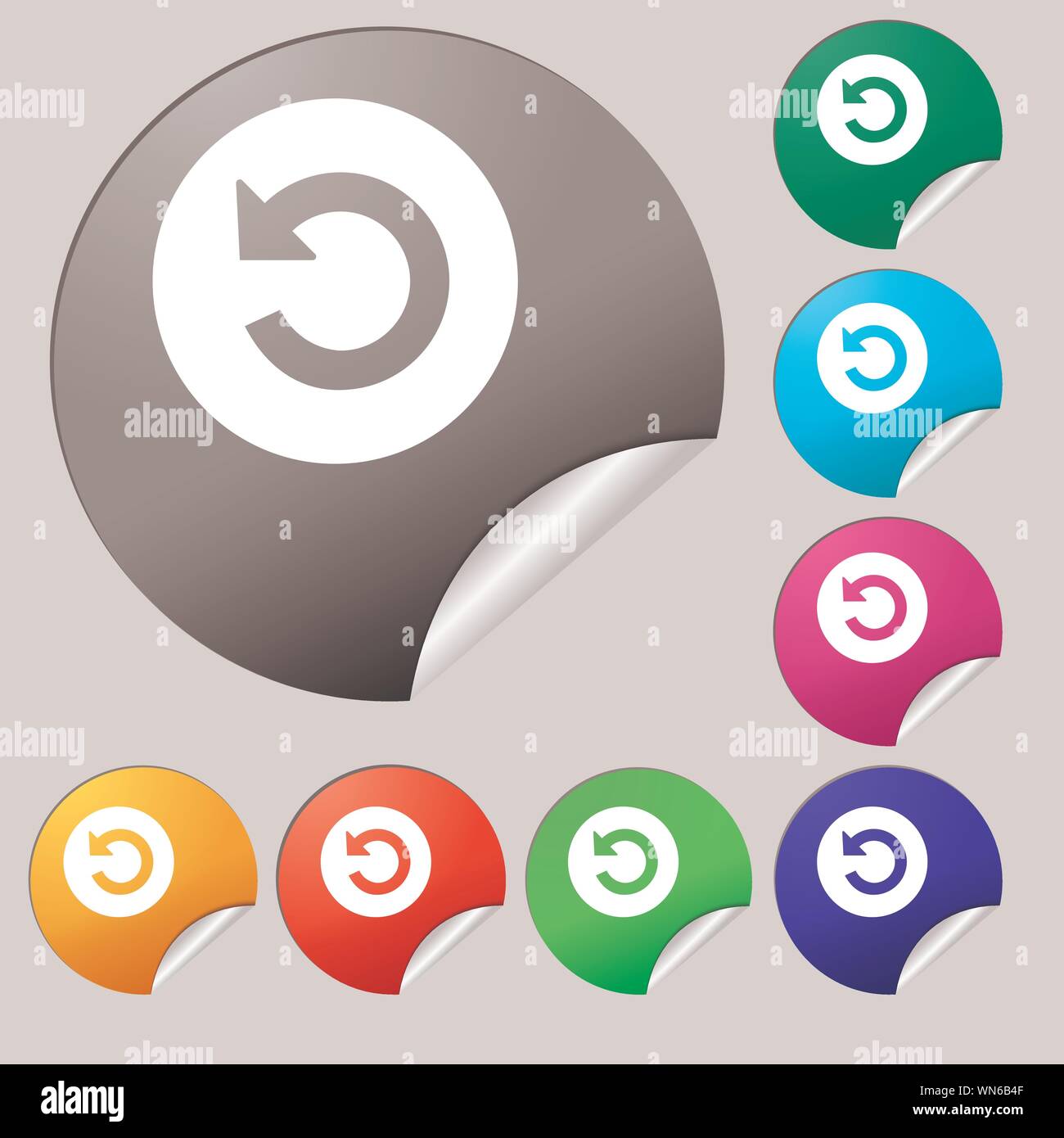 Upgrade, arrow icon sign. Set of eight multi colored round buttons ...