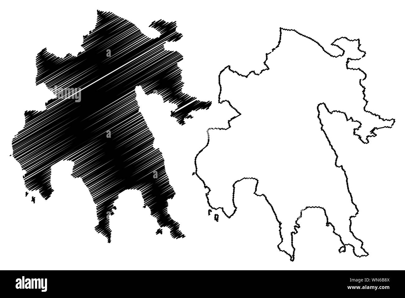 Peloponnese Region (Greece, Hellenic Republic, Hellas) map vector ...