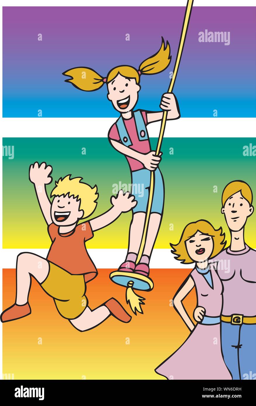 Family with kids having fun Stock Vector Images - Alamy